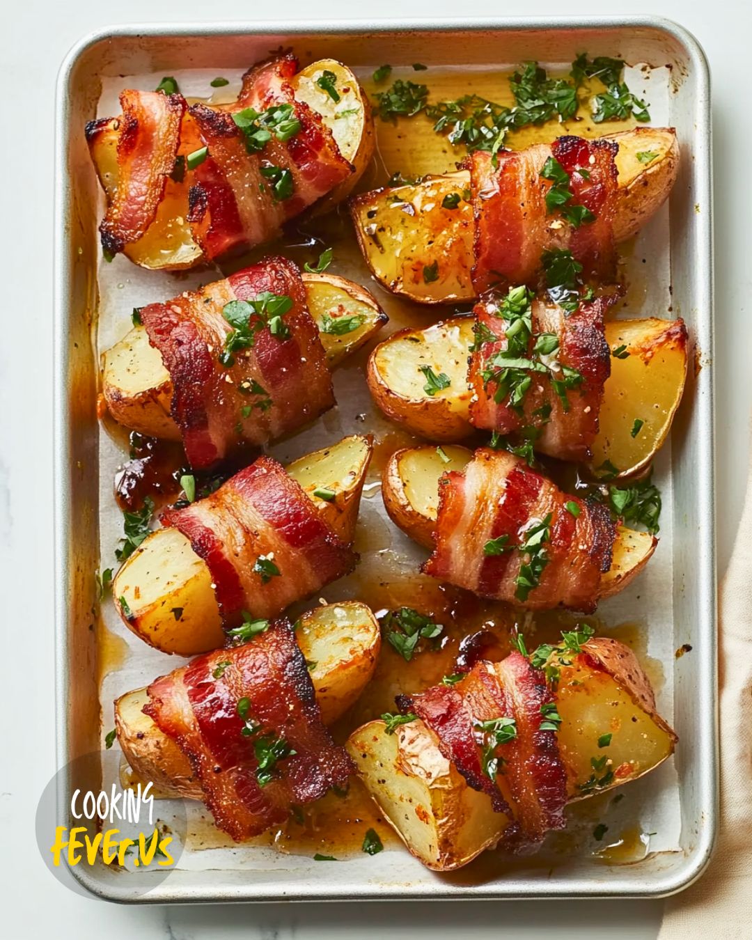 Bacon-Wrapped Potatoes With Honey Sauce