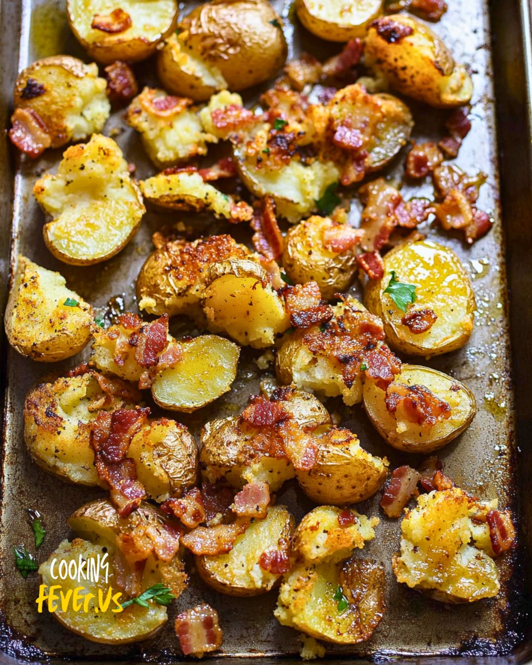 Crispy Smashed Potatoes with Bacon Vinaigrette