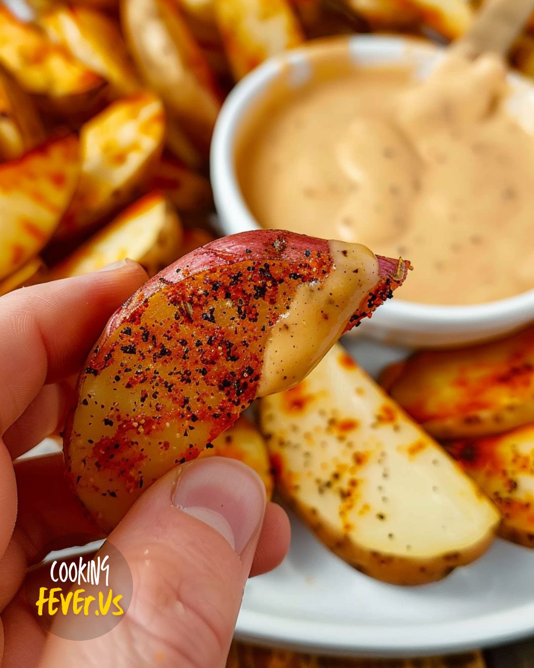 Seasoned Red Potato Wedges & Quick Sriracha Mayo